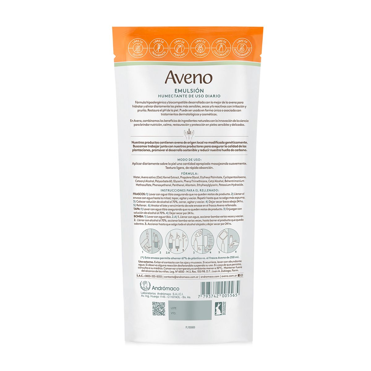 Refill Emulsión Aveno 250ml